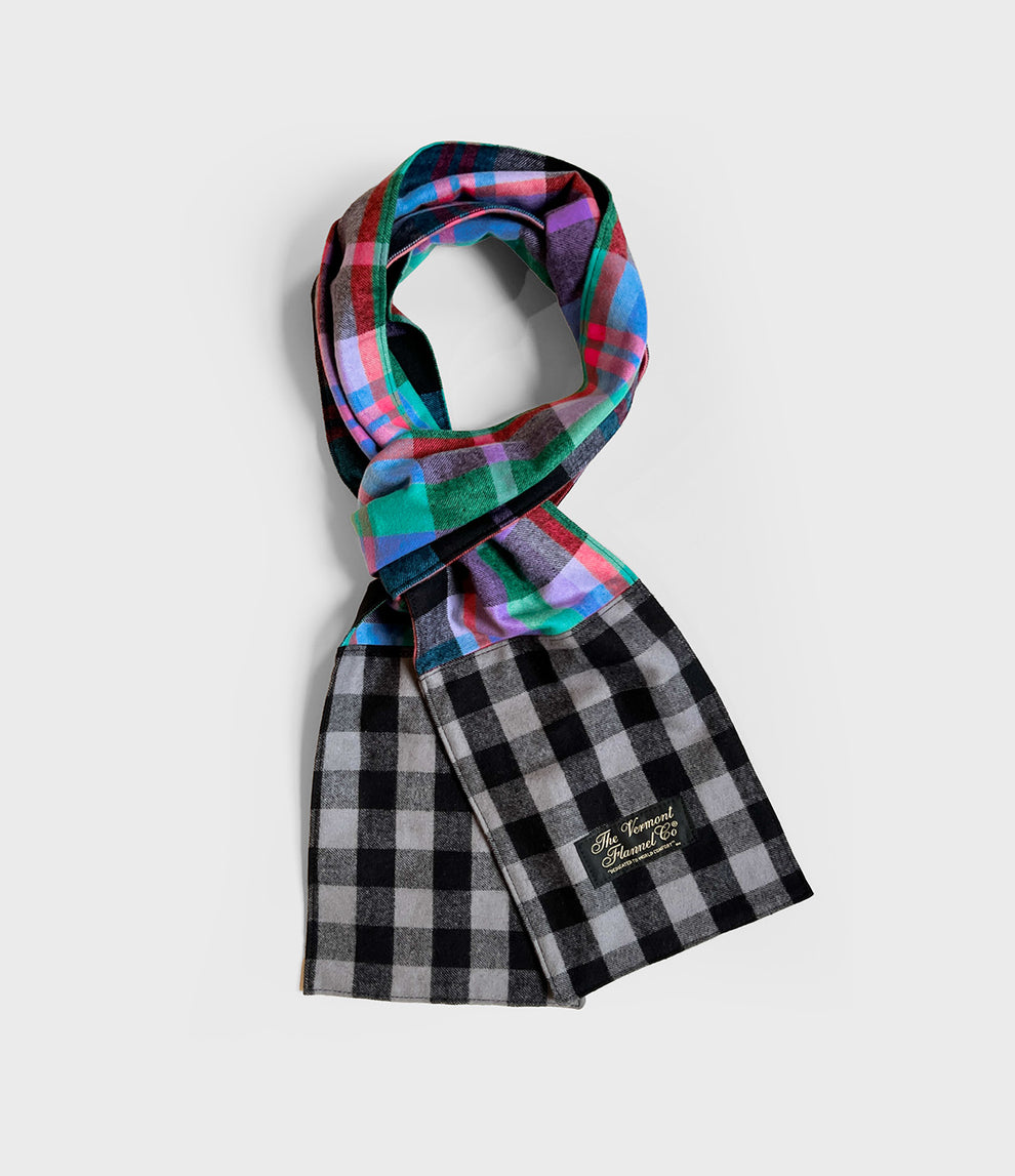 Pattern Block Scarf – Garden Island / Gray Buffalo | Organic Flannel ...